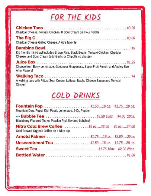 Hungry Hippie menu in Alpena, Michigan, USA