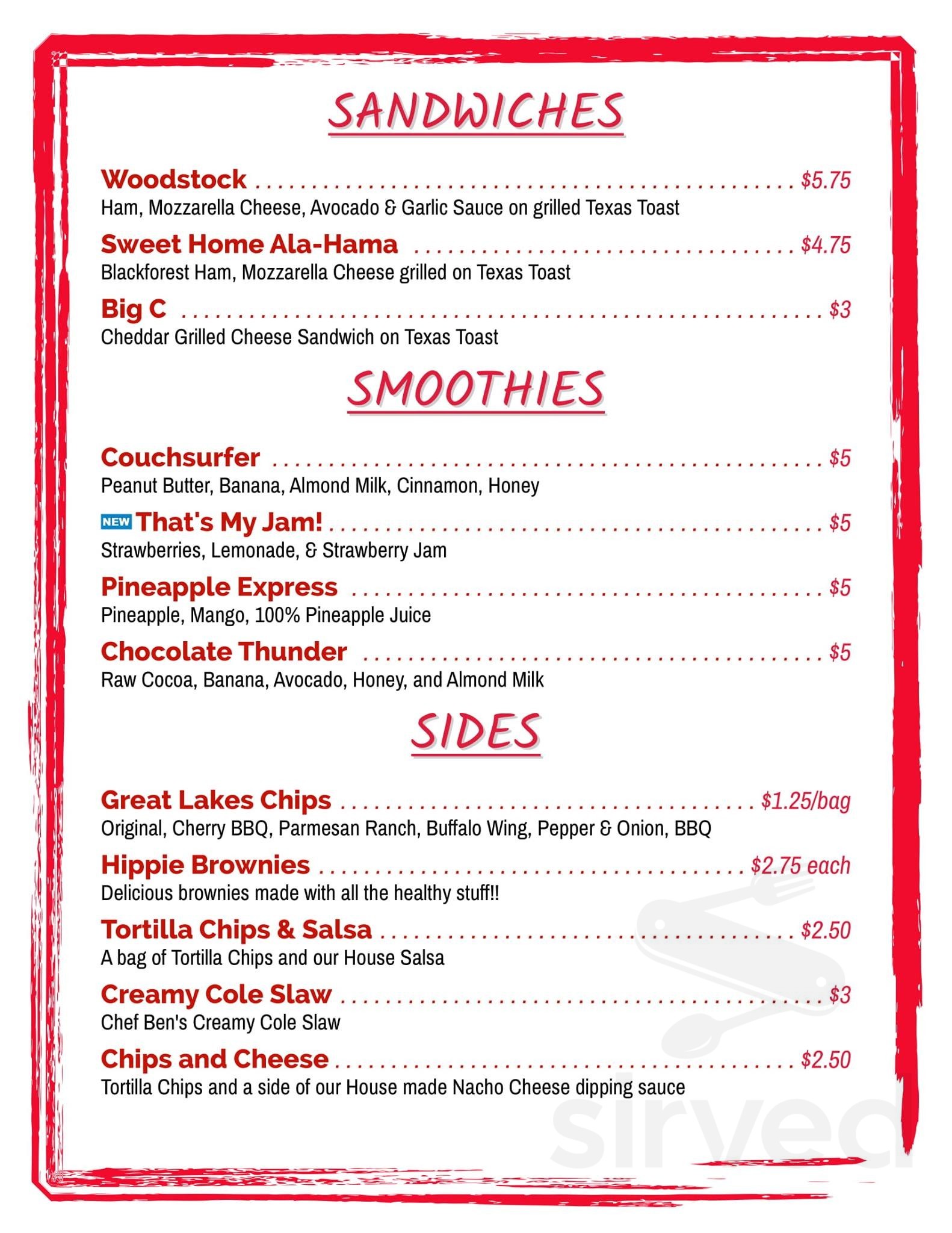 Hungry Hippie menu in Alpena, Michigan, USA