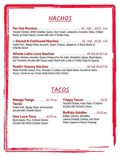 Hungry Hippie menu in Alpena, Michigan, USA