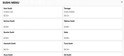 Menu for KUBO Asian fusion and bar in Fort Lauderdale, FL | Sirved