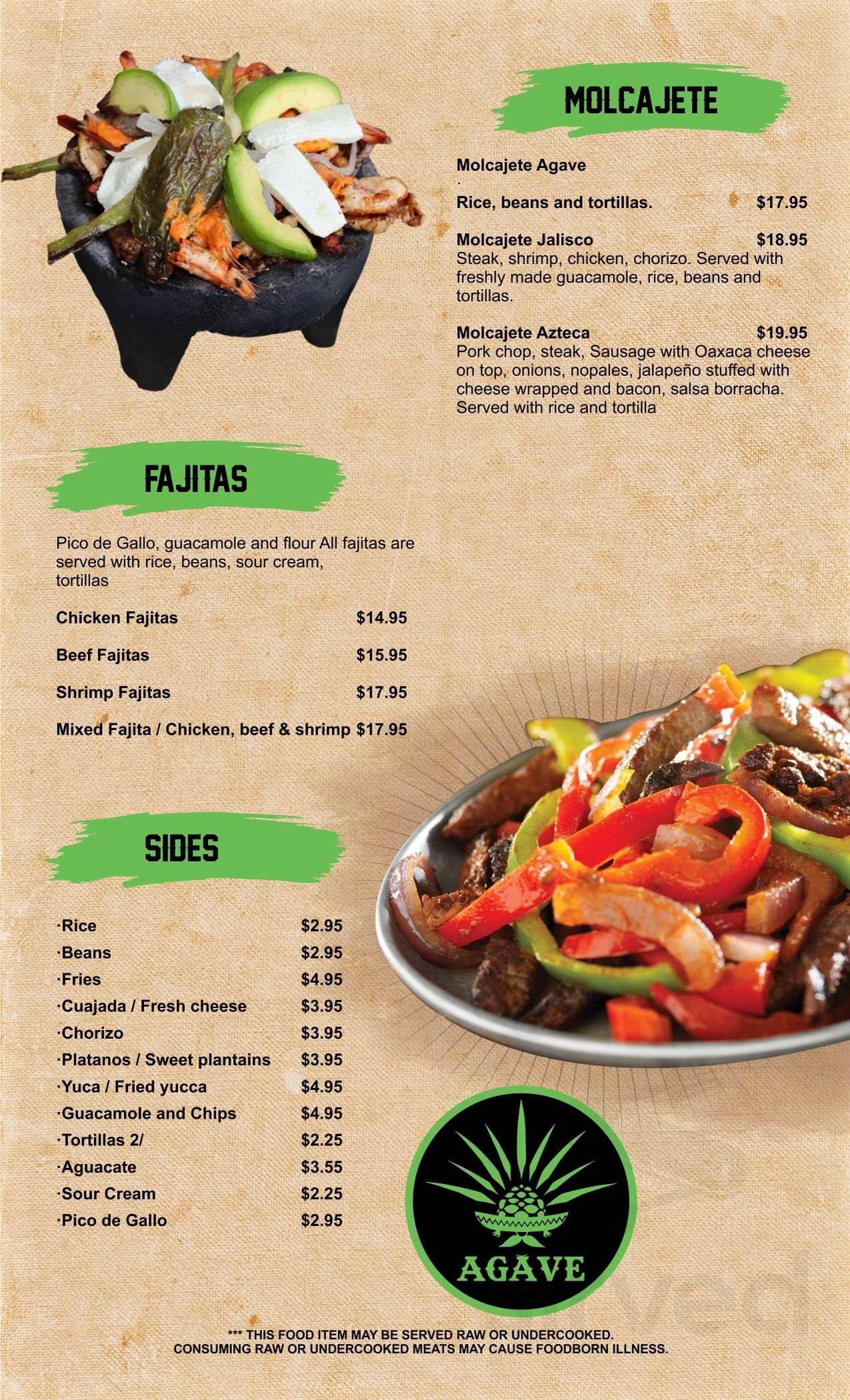 Agave Bar & Restaurant menu in North Springfield, Virginia, USA