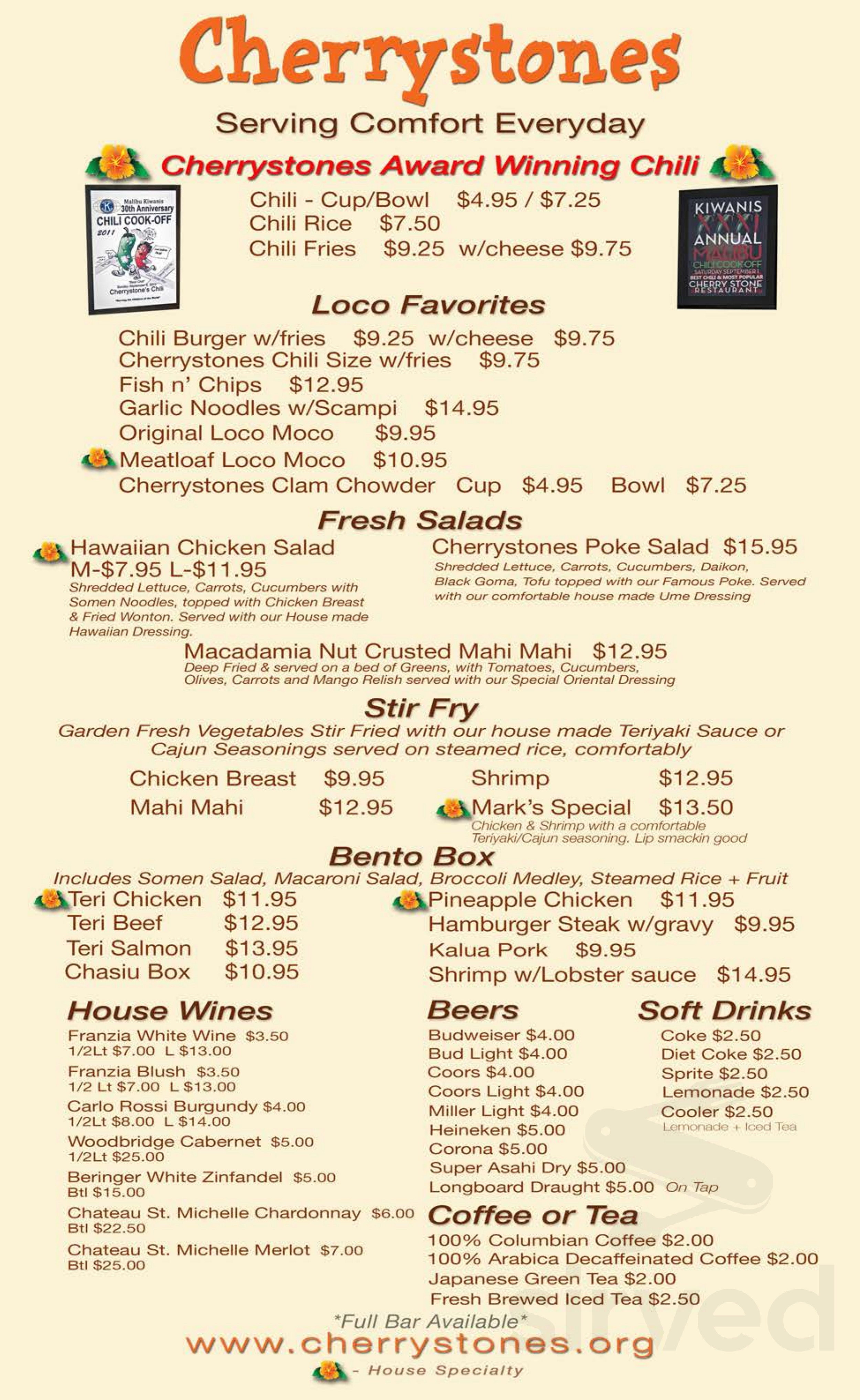 Menu for Cherrystones in Gardena, CA | Sirved