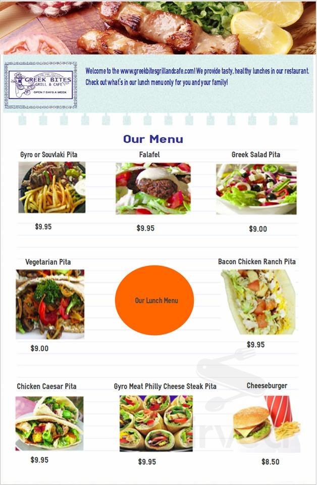 Greek Bites Grill & Cafe menu in Moriches, New York, USA
