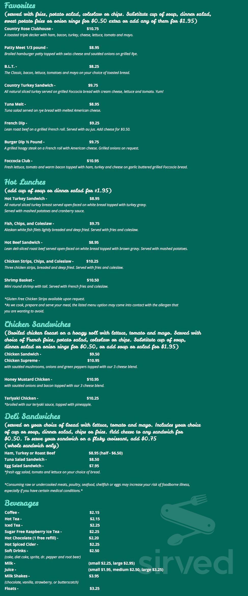 Menu - Tacoma WA's Country Rose Café | Sirved