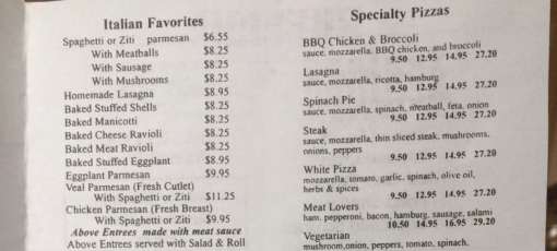 Menu for Maria's 371 Family Restaurant in Springfield, VT | Sirved