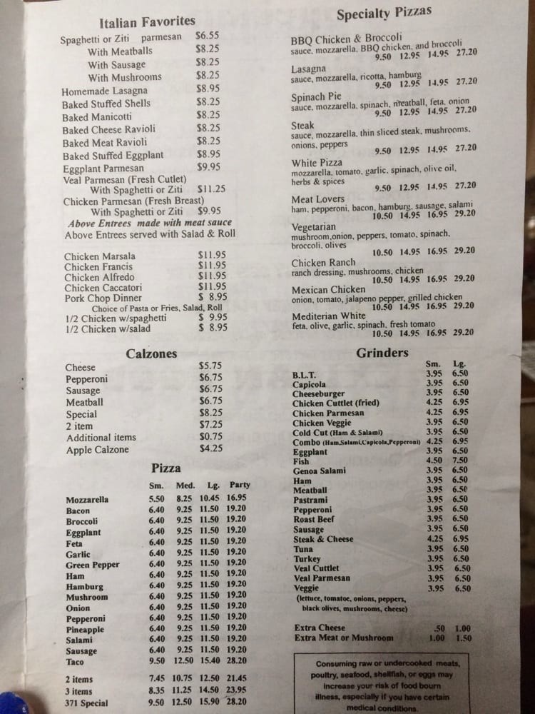 Maria's 371 Family Restaurant menus in Springfield, Vermont, United States