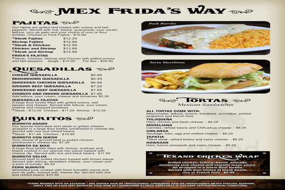 Frida's Mexican Restaurant menu in Lawrenceville, Georgia, USA