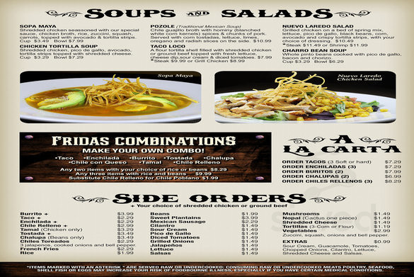 Frida's Mexican Restaurant menu in Lawrenceville, Georgia, USA