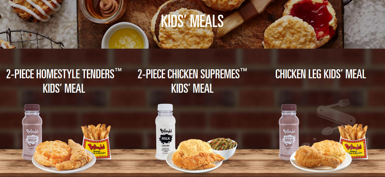 Bojangles menu in Richmond, Virginia, USA