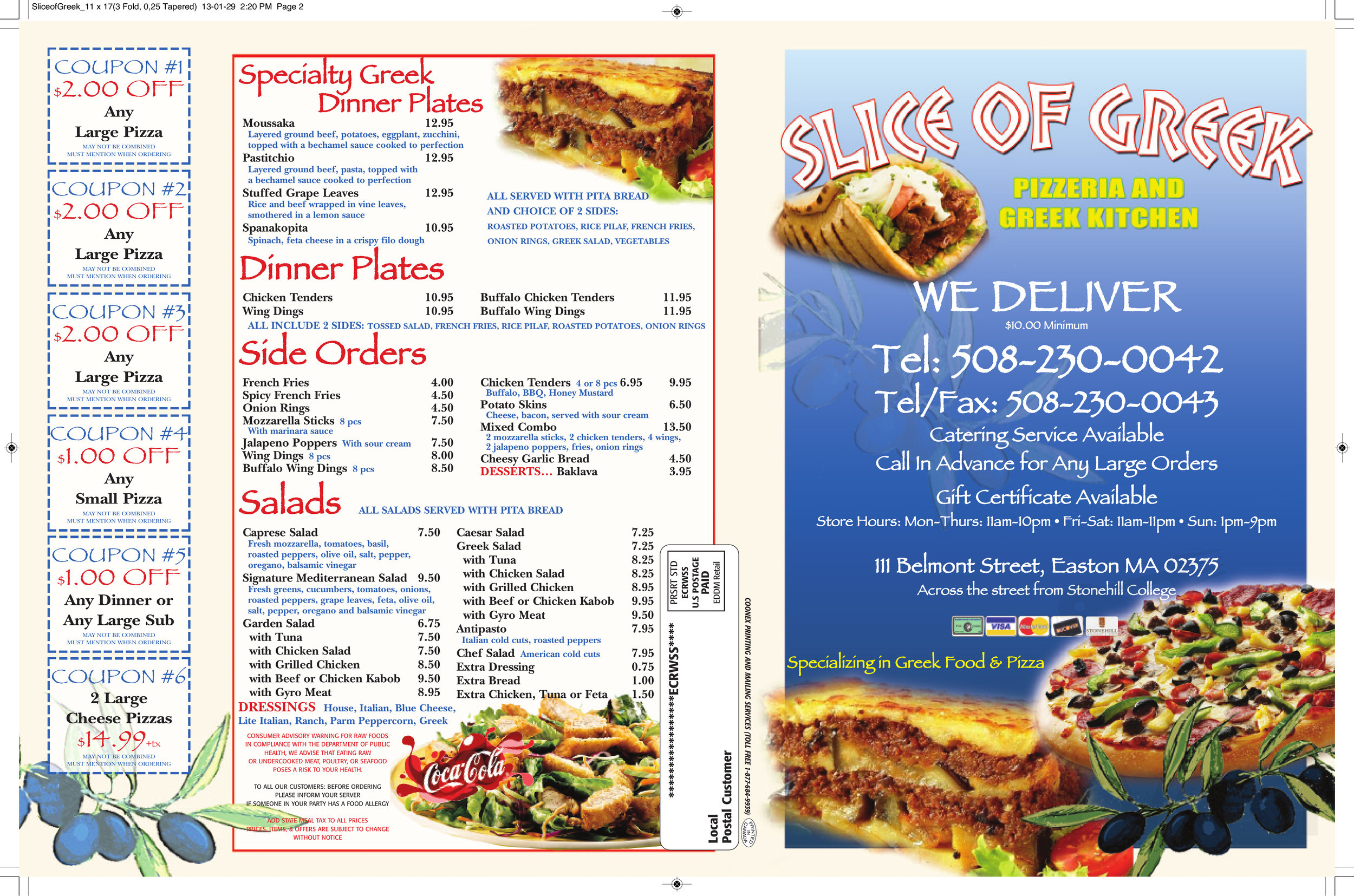Slice of Greek - Pizzeria & Greek Kitchen menu in South Easton ...