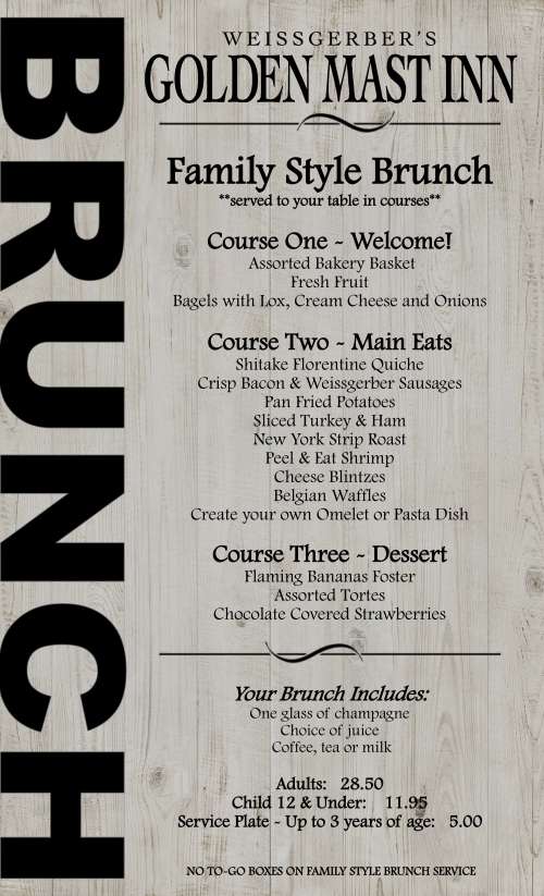 Weissgerber's Golden Mast Inn menu in Okauchee, Wisconsin, USA