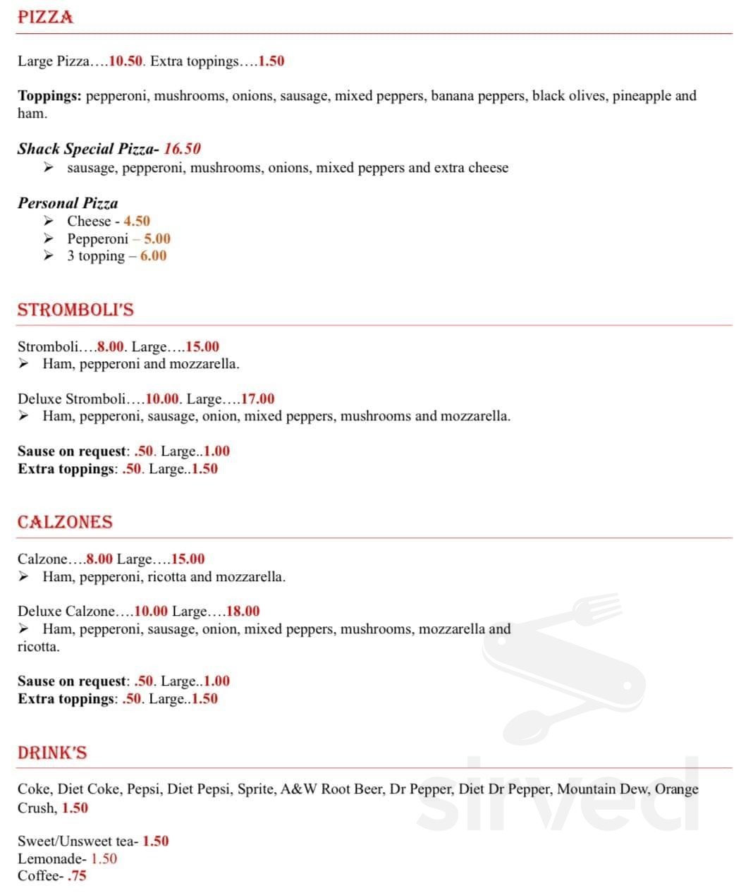 Hillbilly Snack Shack menus in Triadelphia, West Virginia, United States