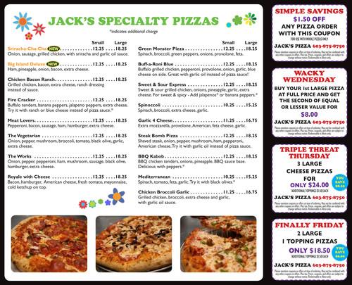 Jack's Pizza Alton menu in Alton, New Hampshire, USA
