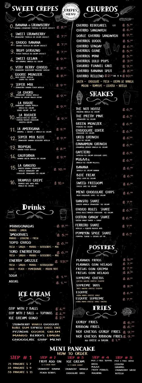 Don Bigote menu in Salem, Oregon, USA