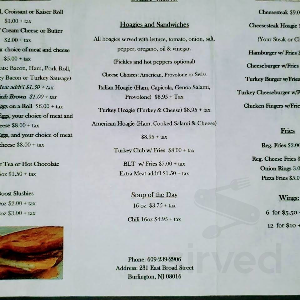 SIMONE'S CORNER DELI menu in Burlington, New Jersey, USA