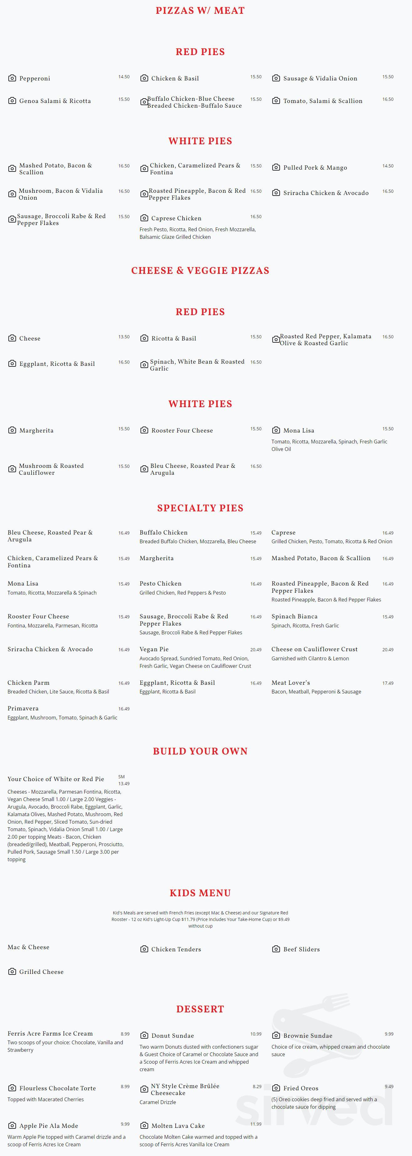 Red Rooster Pub menu in Newtown, Connecticut, USA