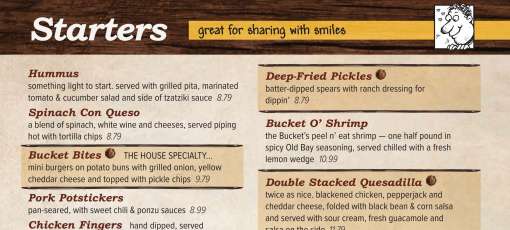 Menu for Rusty Bucket Restaurant and Tavern in New Albany, OH | Sirved