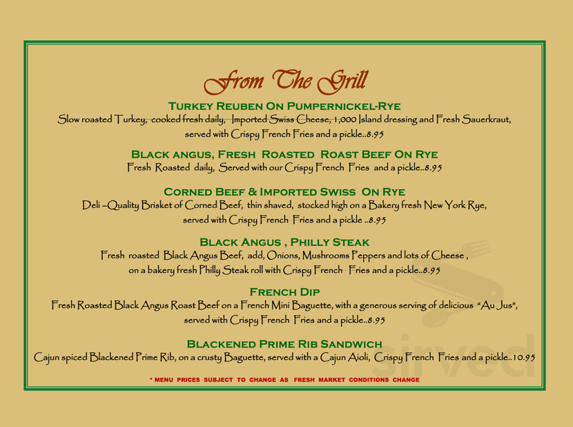 Franks at the Old Mill Mediterranean Grill & Bar menu in Fayetteville ...