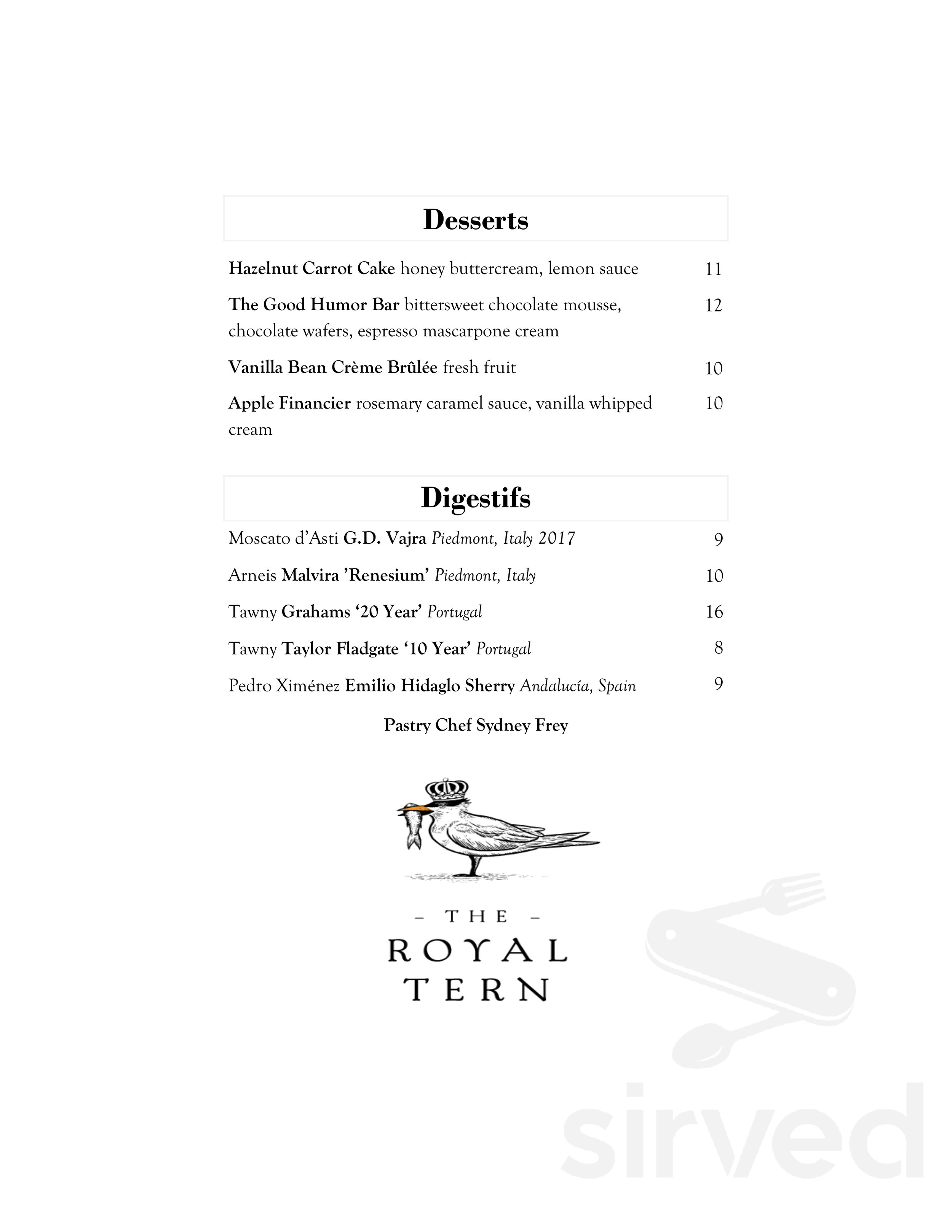 Menu for The Royal Tern in Johns Island, SC | Sirved