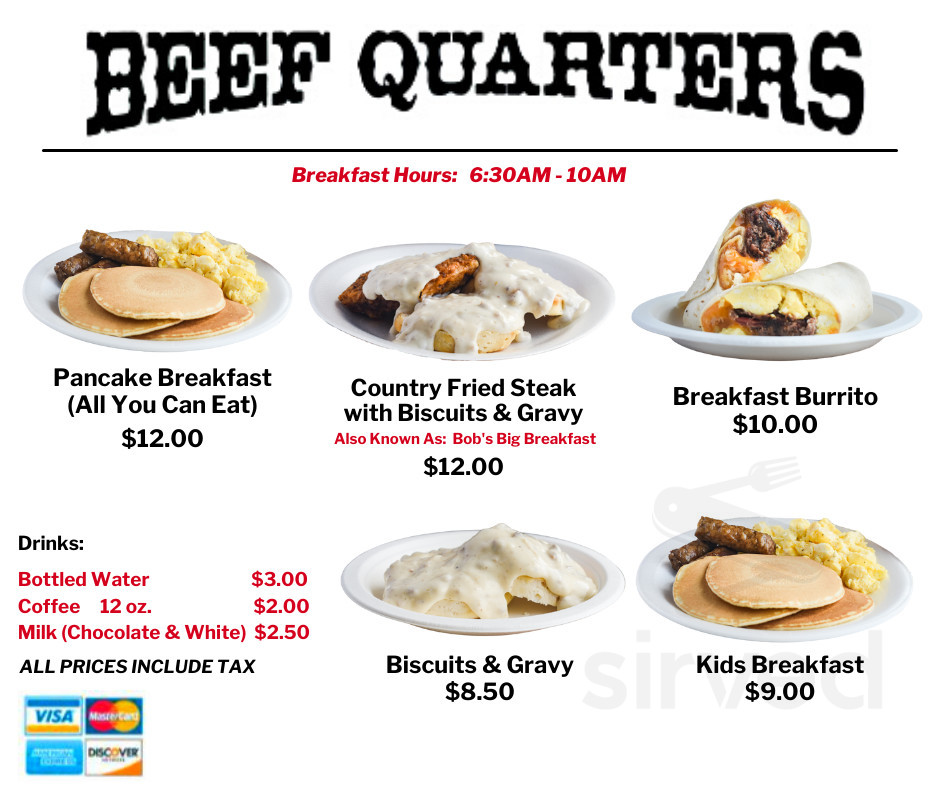 Iowa Cattlemen's Beef Quarters menu in Des Moines, Iowa, USA