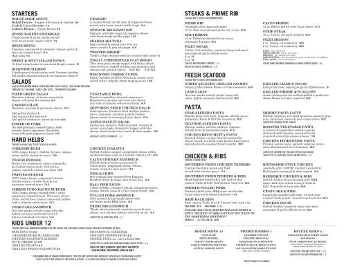 JB Dawson's Restaurant and Bar menu in Lancaster, Pennsylvania, USA