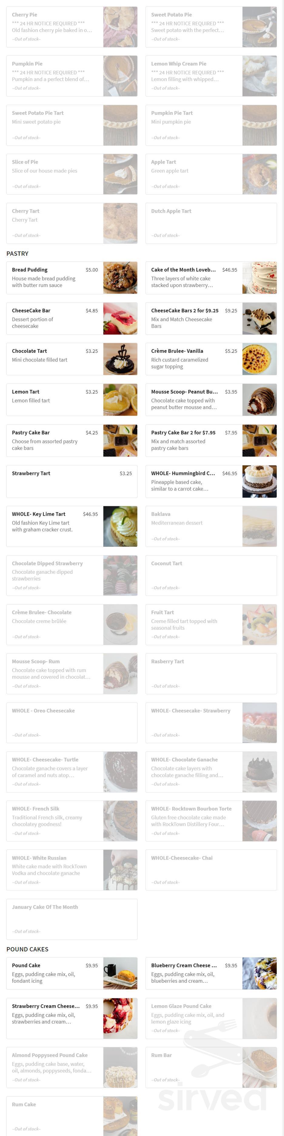 Community Bakery menu in Little Rock, Arkansas, USA