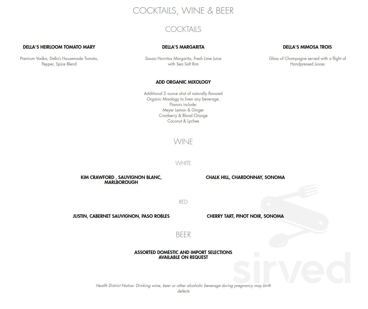 Della's Kitchen menu in Las Vegas, Nevada, USA