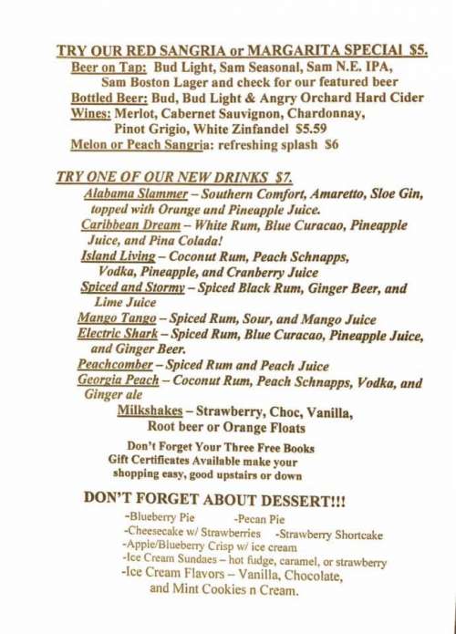 The Traveler Restaurant menu in Union, Connecticut, USA