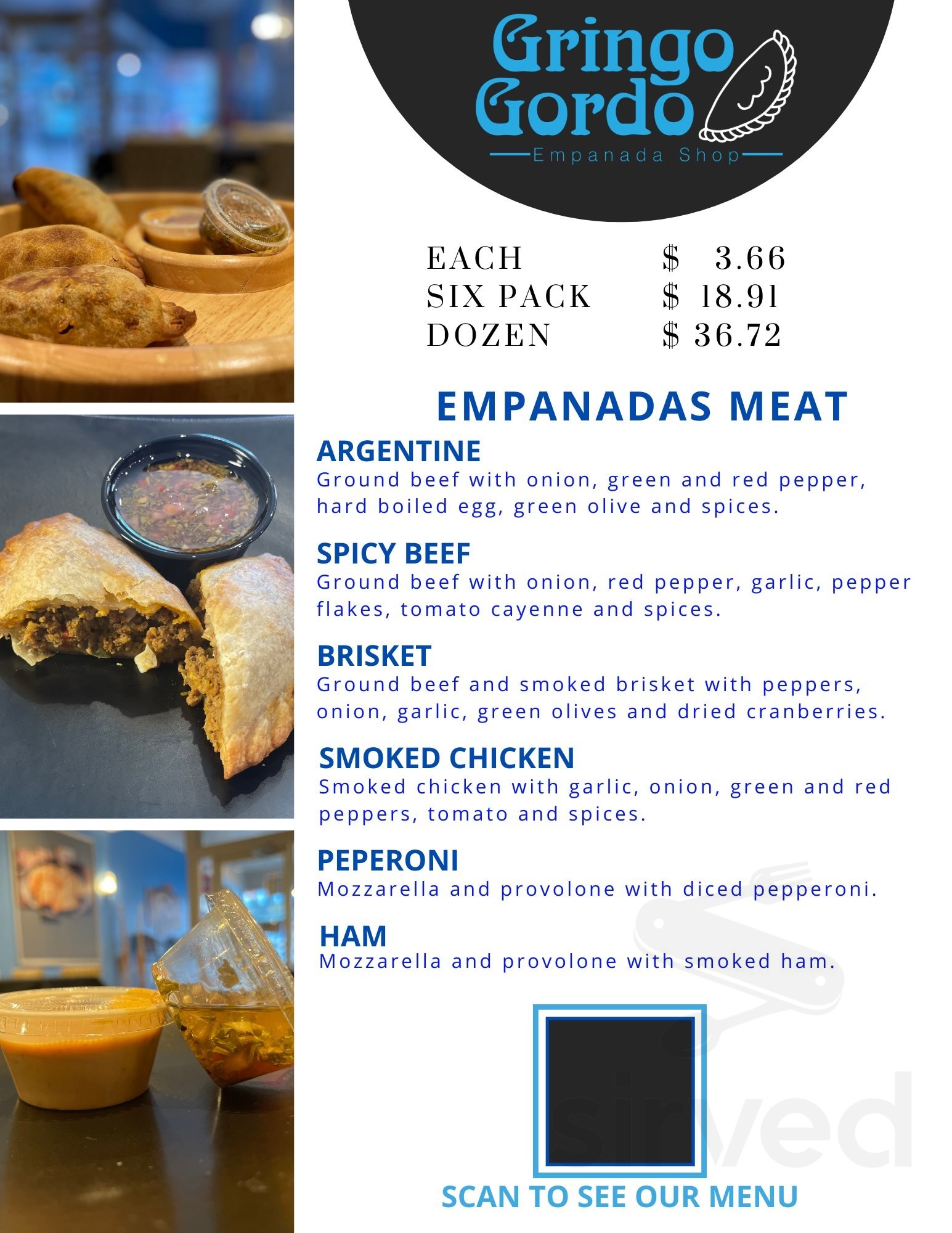 Menu for Gringo Gordo Empanada Shop in Winchester, VA | Sirved