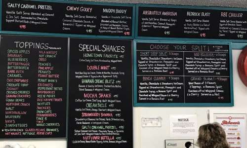 Fleck's Ice Cream menu in Villas, New Jersey, USA