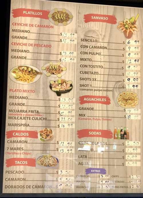 Aguachiles Y Clamatos El Pariente menu in Ogden, Utah, USA