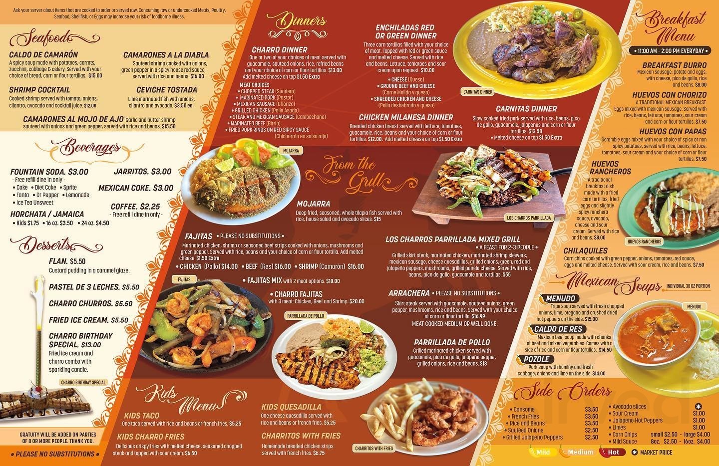 Taqueria Los Charros menu in Lincoln Park, Michigan, USA