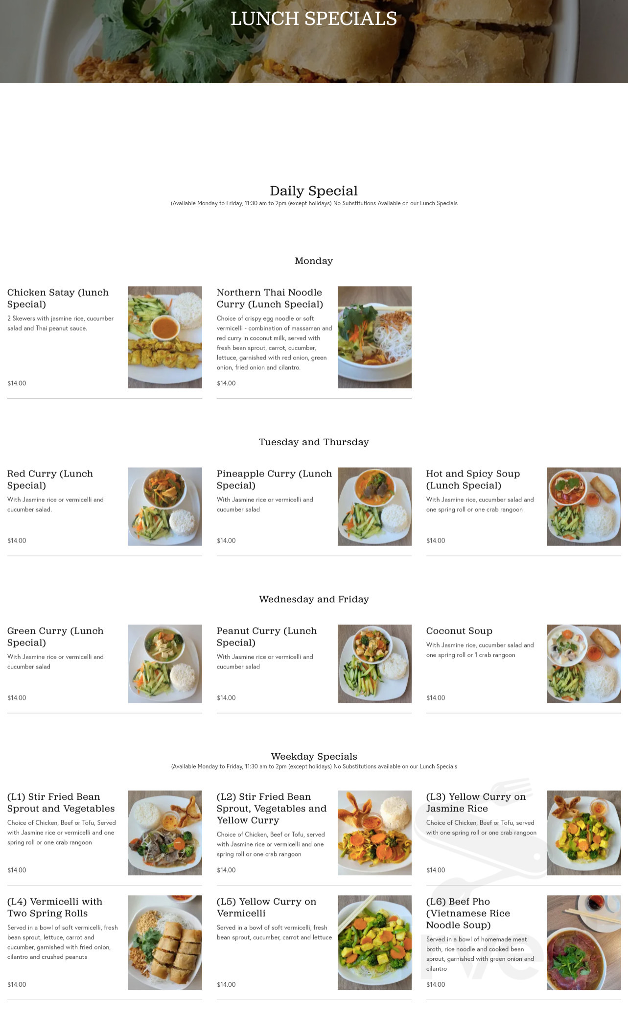 Gingergrass Thai and Vietnamese Restaurant menu in St. John's ...