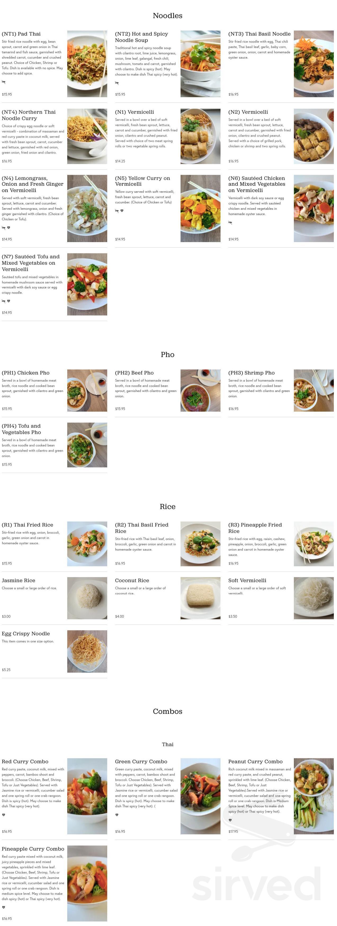 Gingergrass Thai and Vietnamese Restaurant menu in St. John's ...