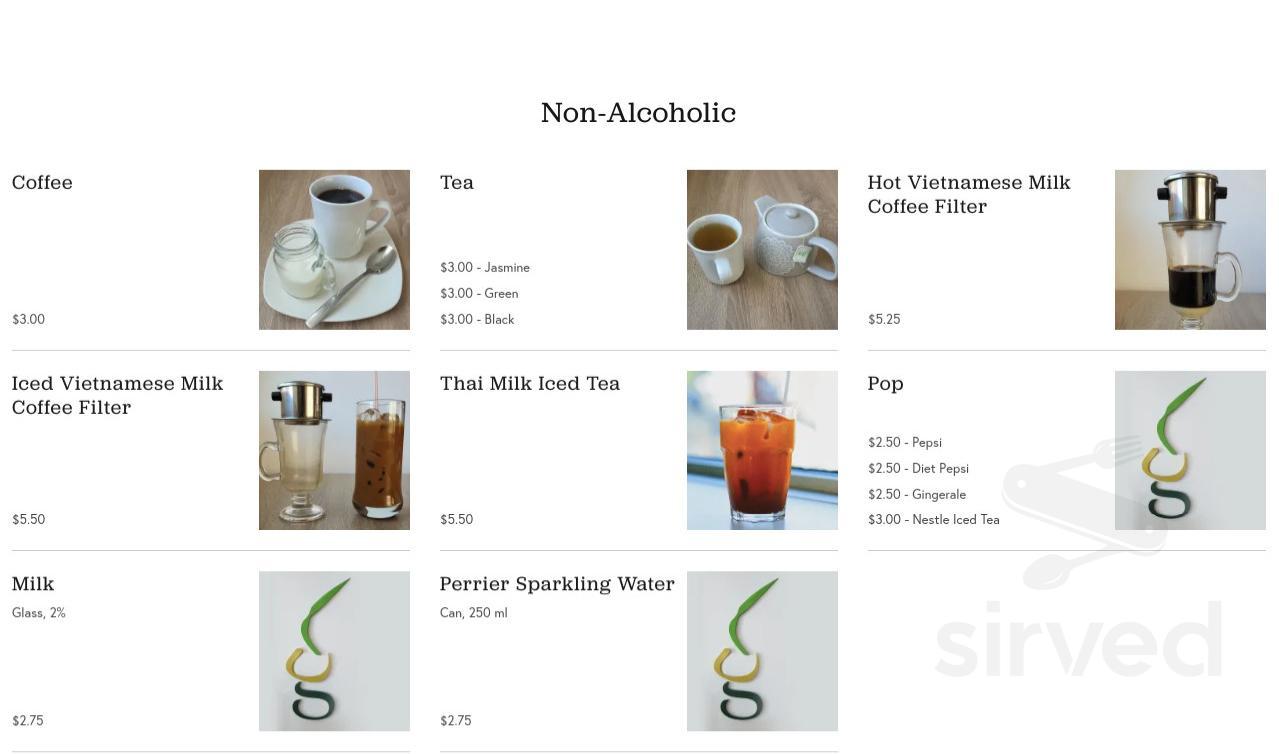 Gingergrass Thai and Vietnamese Restaurant menu in St. John's ...