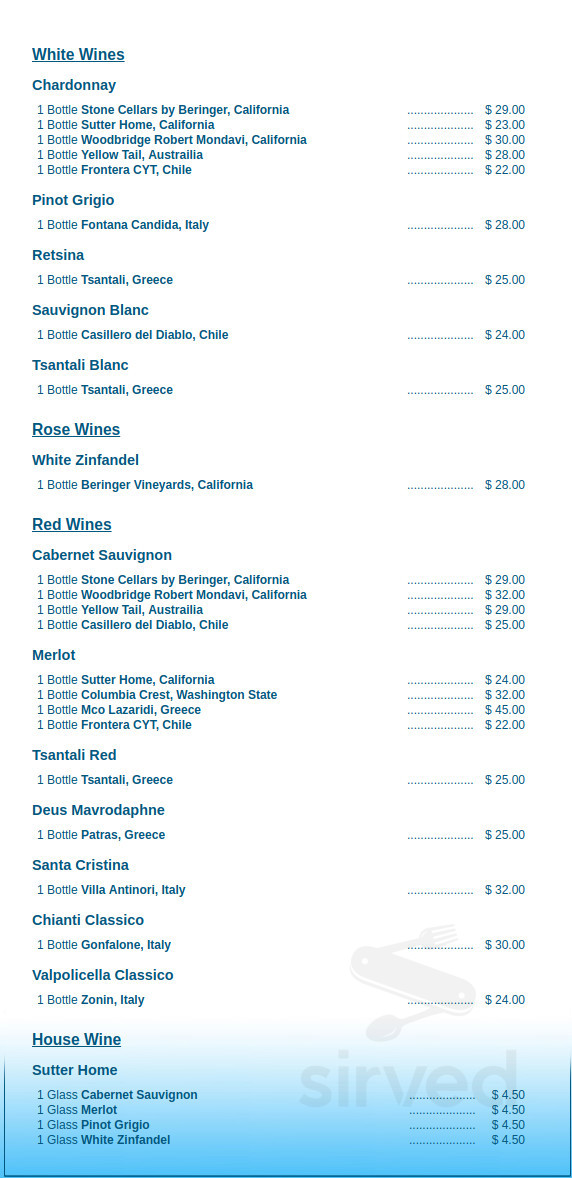 Zorba's Greek Restaurant menu in Port Lucaya Grand Bahama, Freeport ...
