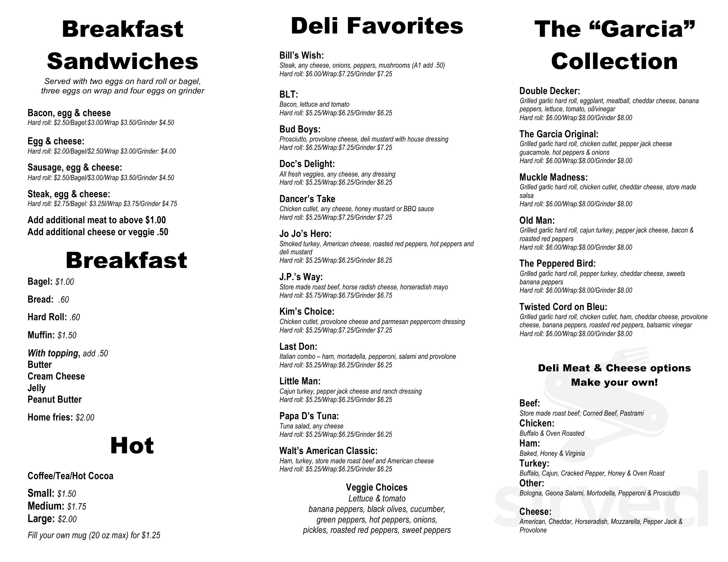 Jo Jo's Deli menus in New Milford, Connecticut, United States
