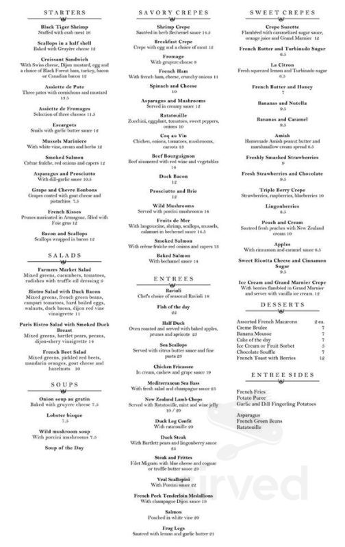 La Crepe Bistro menu in Homer Glen, Illinois, USA