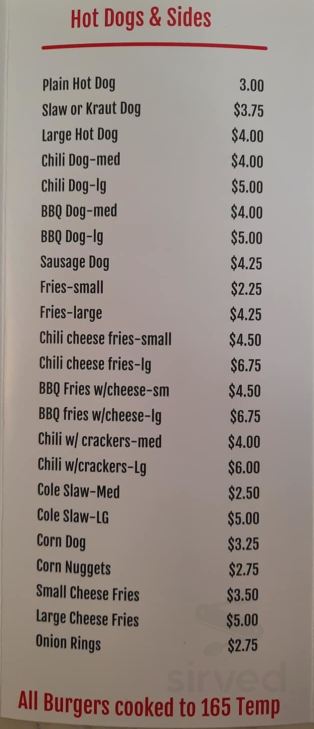 Menu - Waynesville GA's The Village Snack Bar | Sirved
