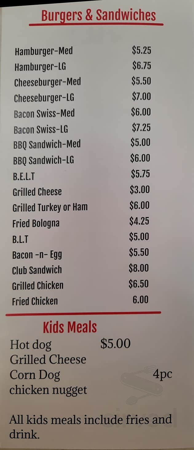 Menu - Waynesville GA's The Village Snack Bar | Sirved