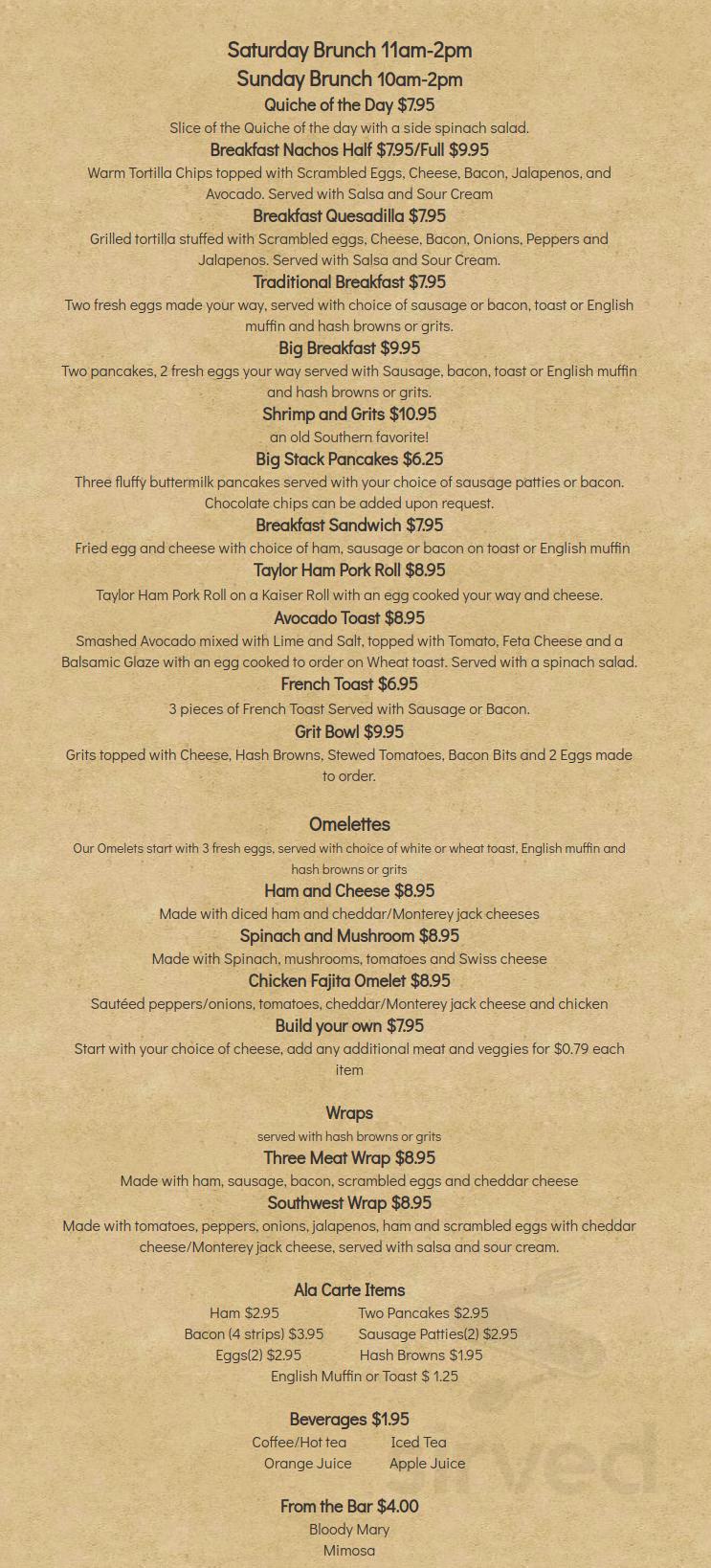 High Park Bar Grill Menu In Raleigh North Carolina Usa