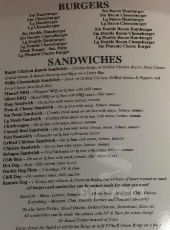 Bantam Chef Of Union menu in Union, South Carolina, USA