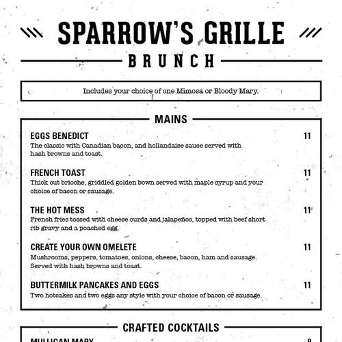 Sparrow's Grille menu in DeLand, Florida, USA