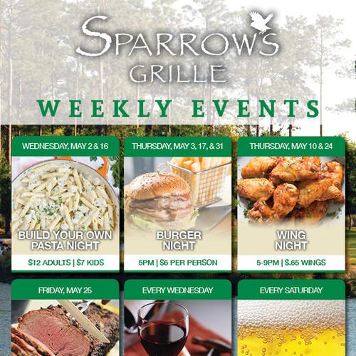 Sparrow's Grille menu in DeLand, Florida, USA