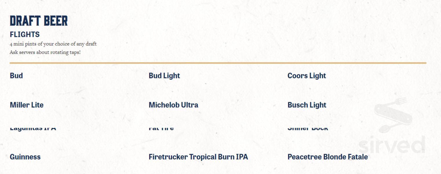 Blue Shark Ale House menu in Urbandale, Iowa, USA