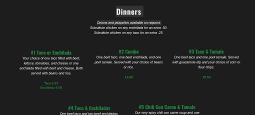 Menu for Jonesy's Taco House in Omaha, NE | Sirved