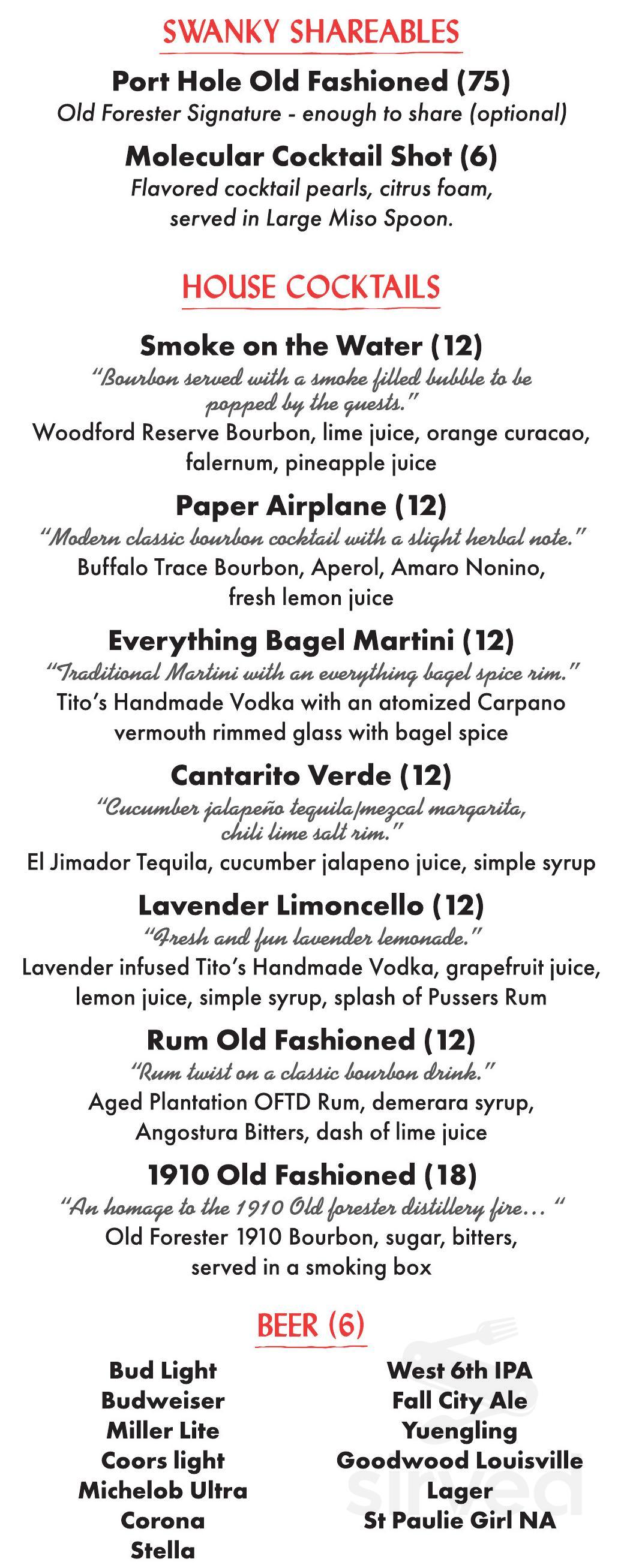 Swizzle Dinner & Drinks menu in Louisville, Kentucky, USA