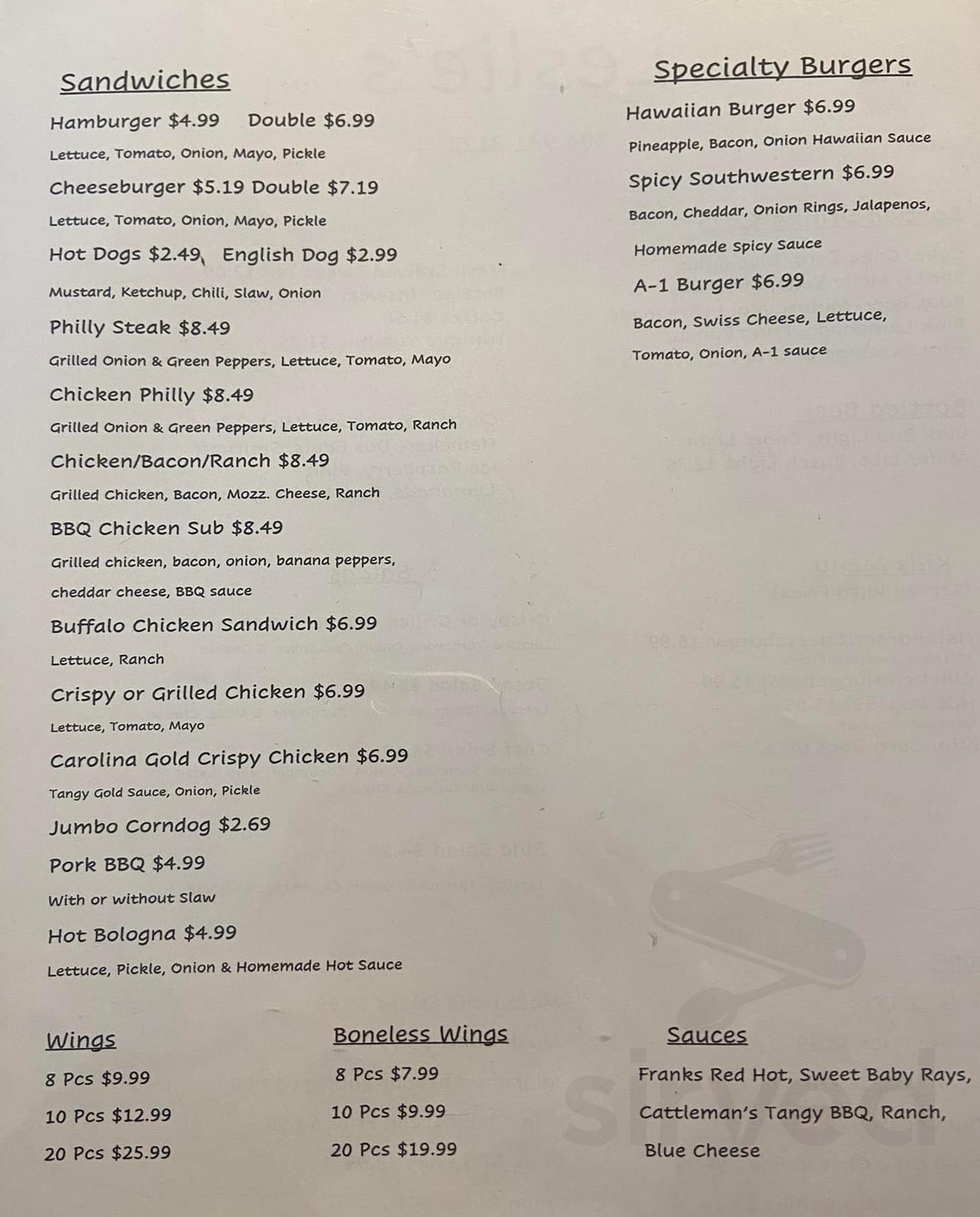 Leslie's menu in Montgomery, West Virginia, USA