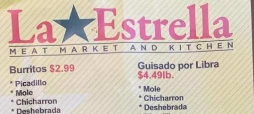 Menu for La Estrella Meat Market & Kitchen Mesa in El Paso, TX | Sirved