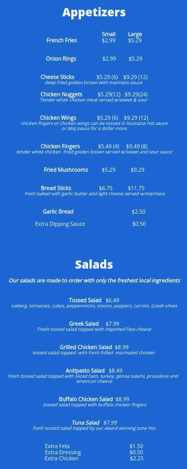 Lisbon House of Pizza menu in Lisbon, Maine, USA